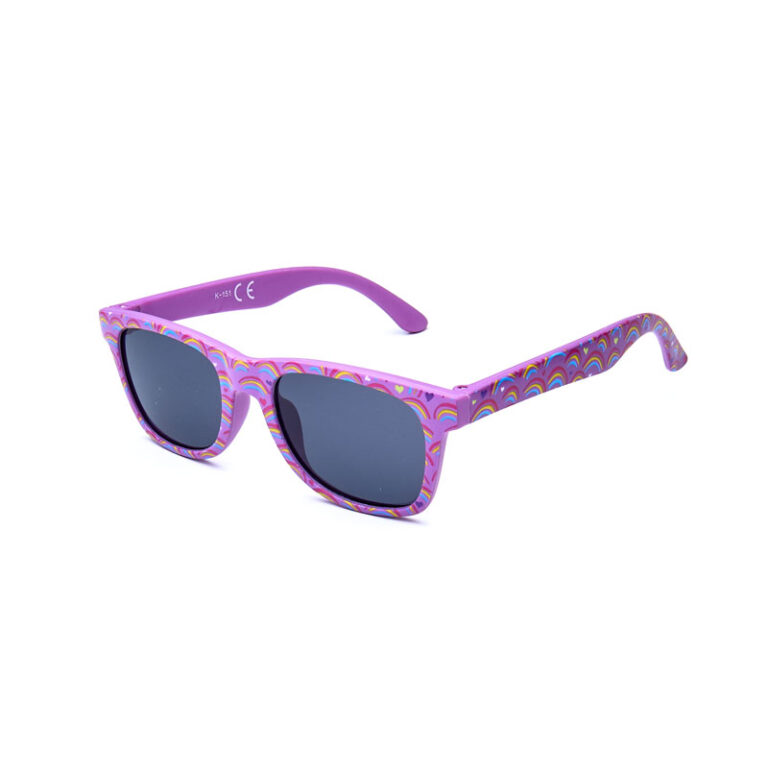 Lyselilla baby / børne Wayfarer solbriller med regnbuer | Mørke glas ...
